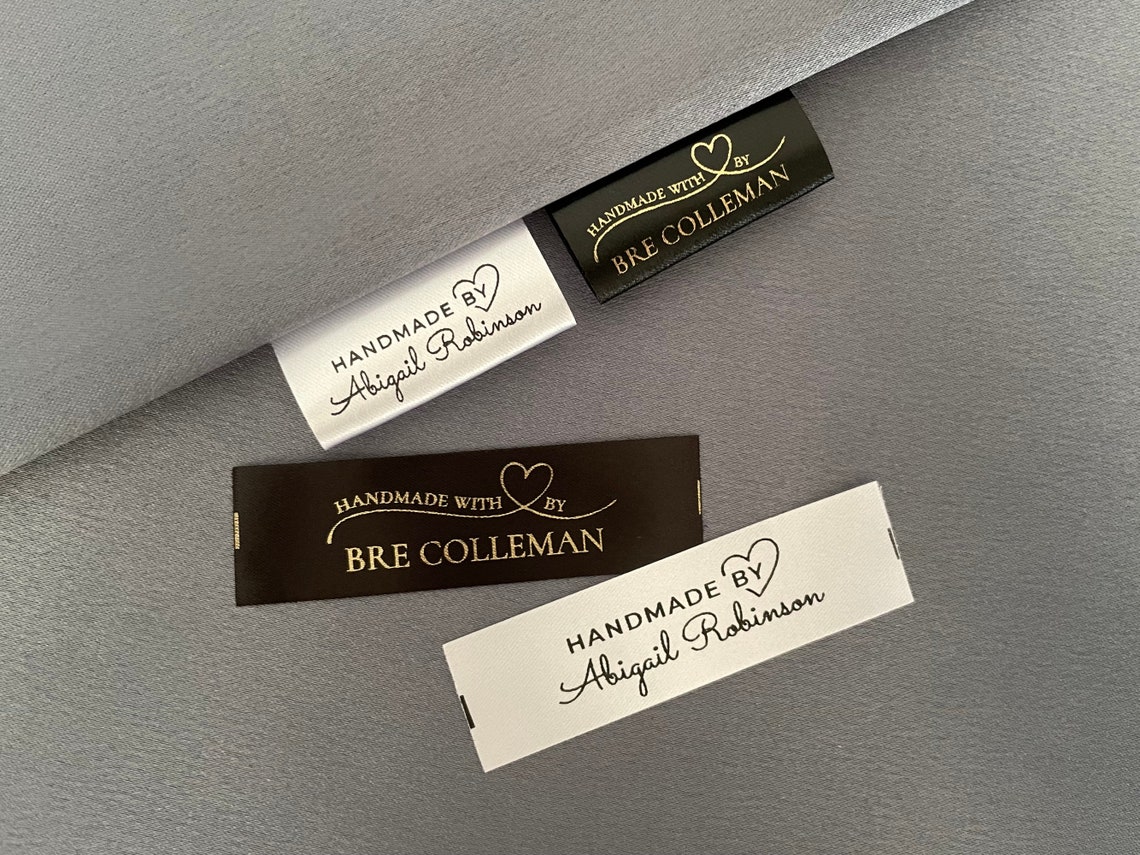Custom Name Labels for Handmade Items, Trendy Sew on Flat Satin Tags or ...