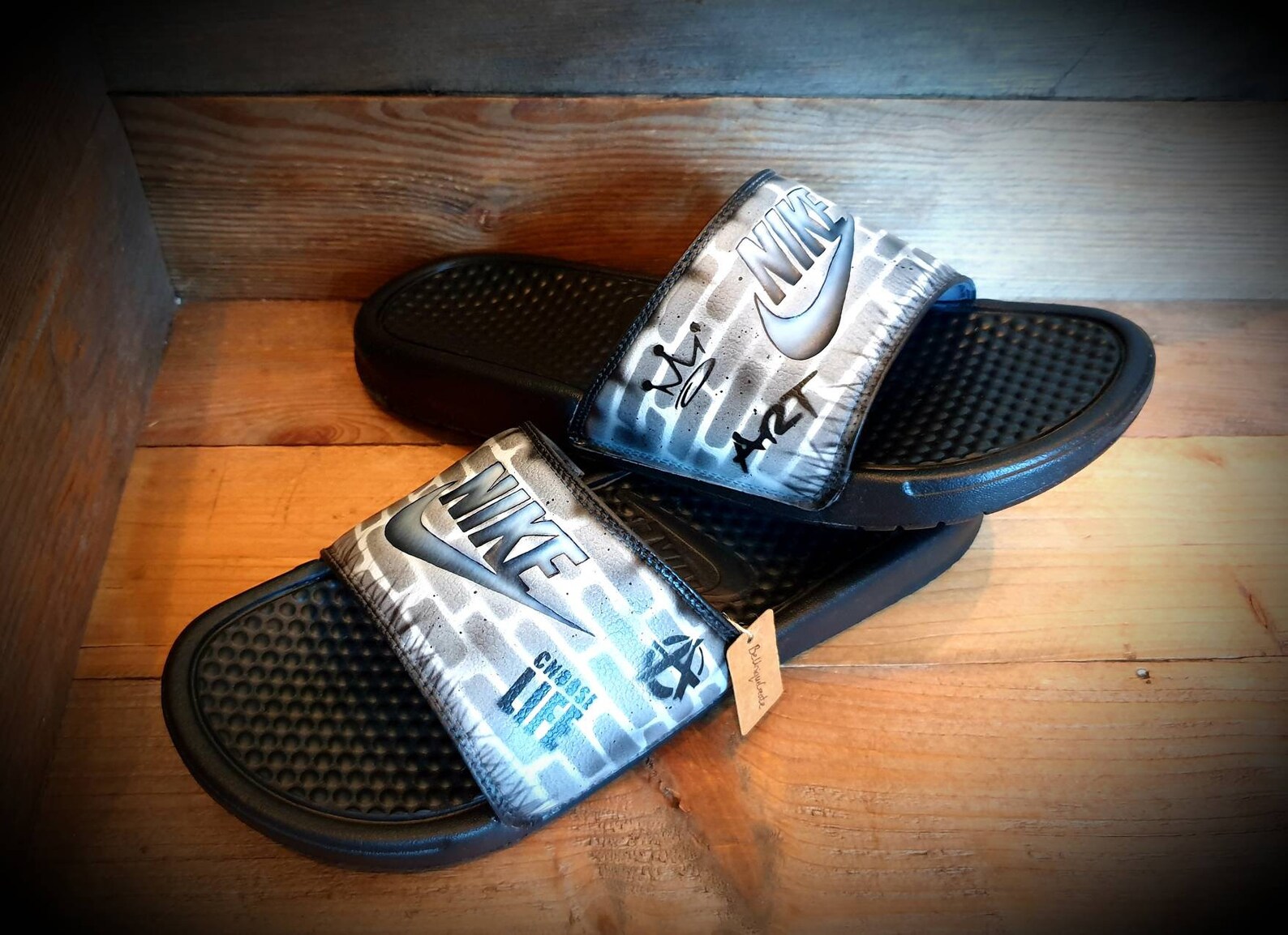 Custom Painted Sliders/slides/flip Flops/beach Sandals/air | Etsy