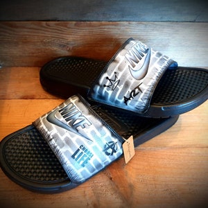 Custom Painted Sliders/slides/flip Flops/beach Sandals/air Max/grey ...