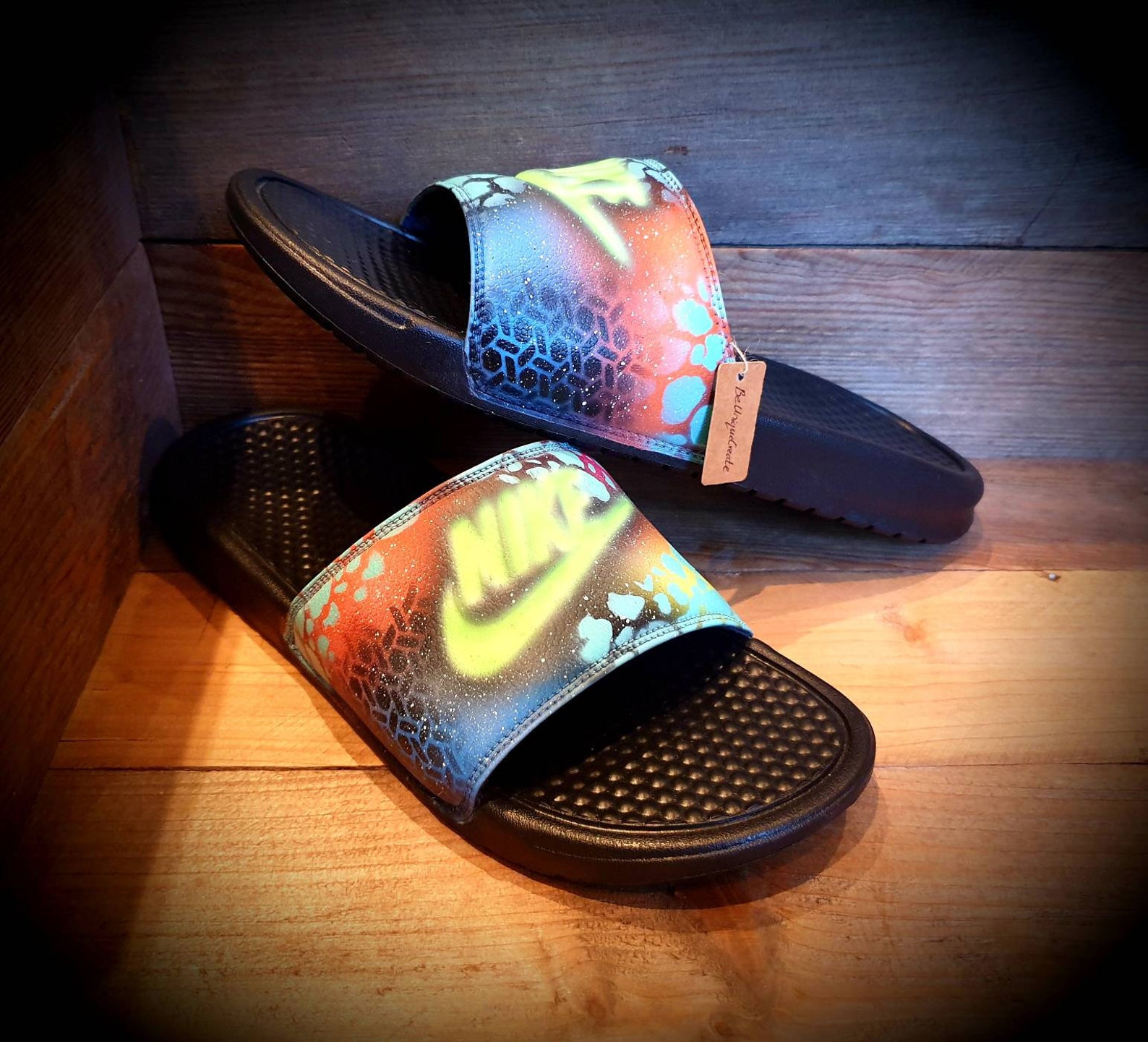 Custom Painted Sliders/slides/flip Flops/beach Sandals/air | Etsy