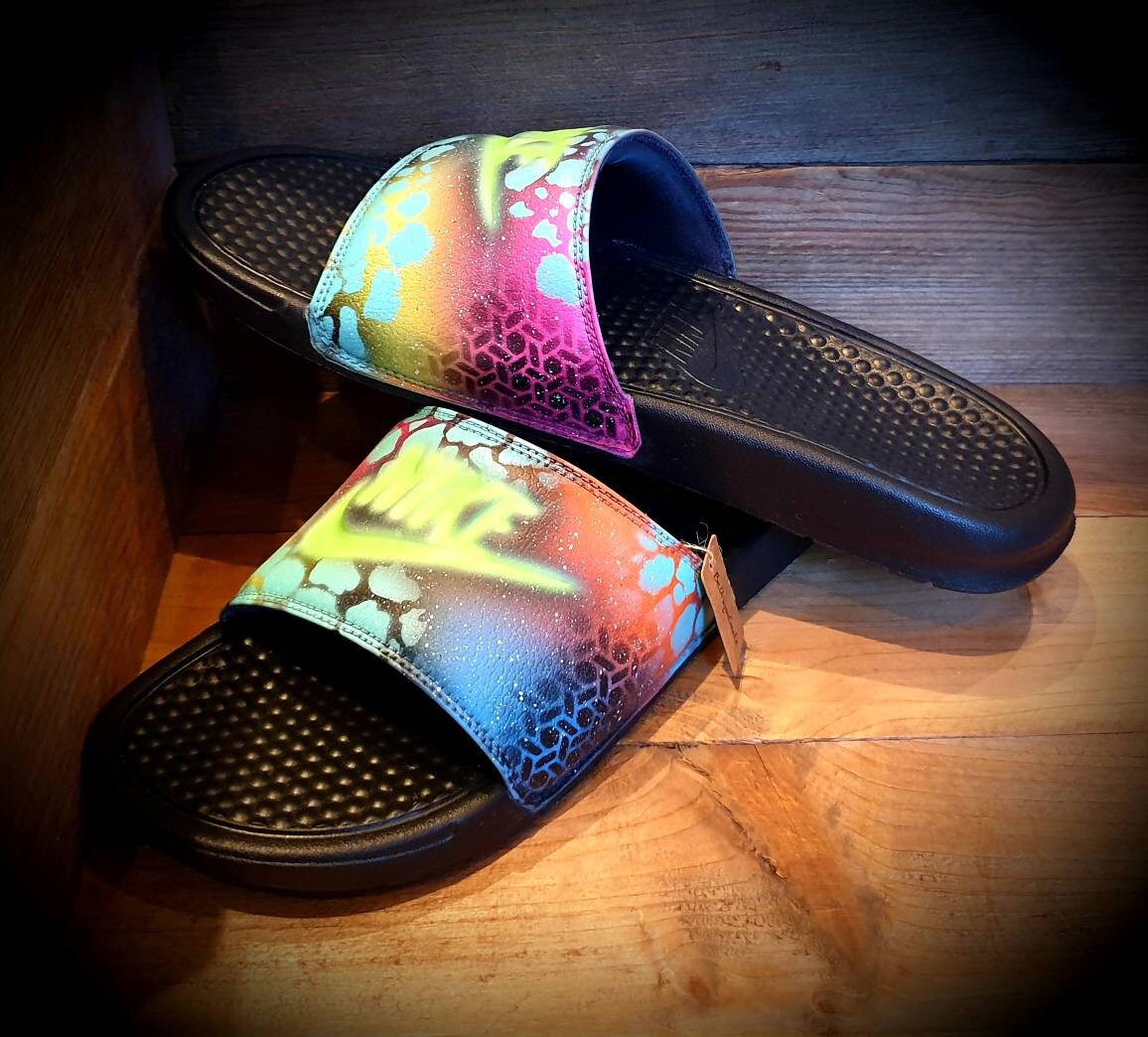 Custom Painted Sliders/slides/flip Flops/beach Sandals/air Max/neon ...