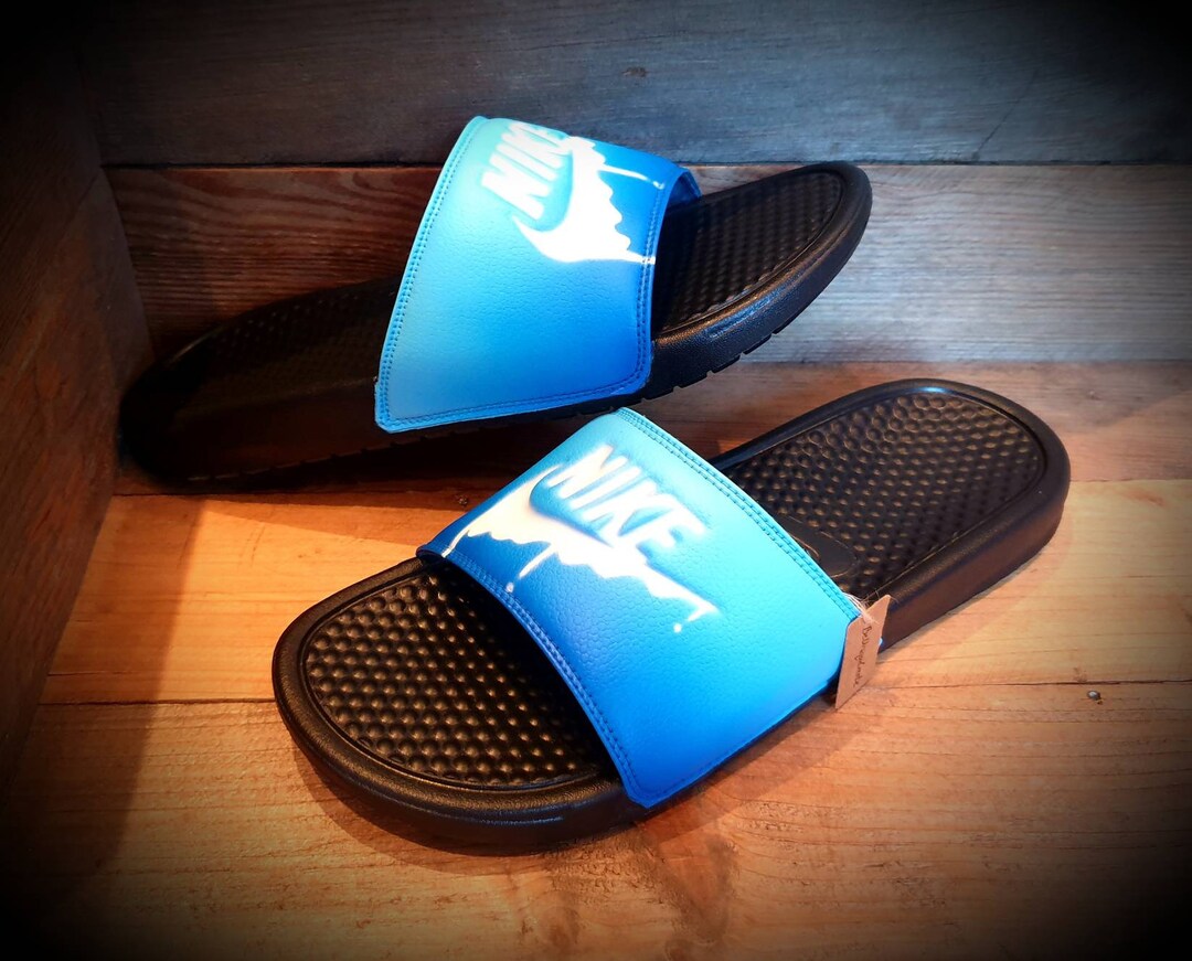 Custom Painted Sliders/slides/flip Flops/beach Sandals/air Max/blue ...