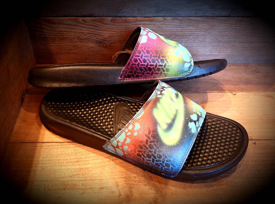 Custom Painted Sliders/slides/flip Flops/beach Sandals/air | Etsy