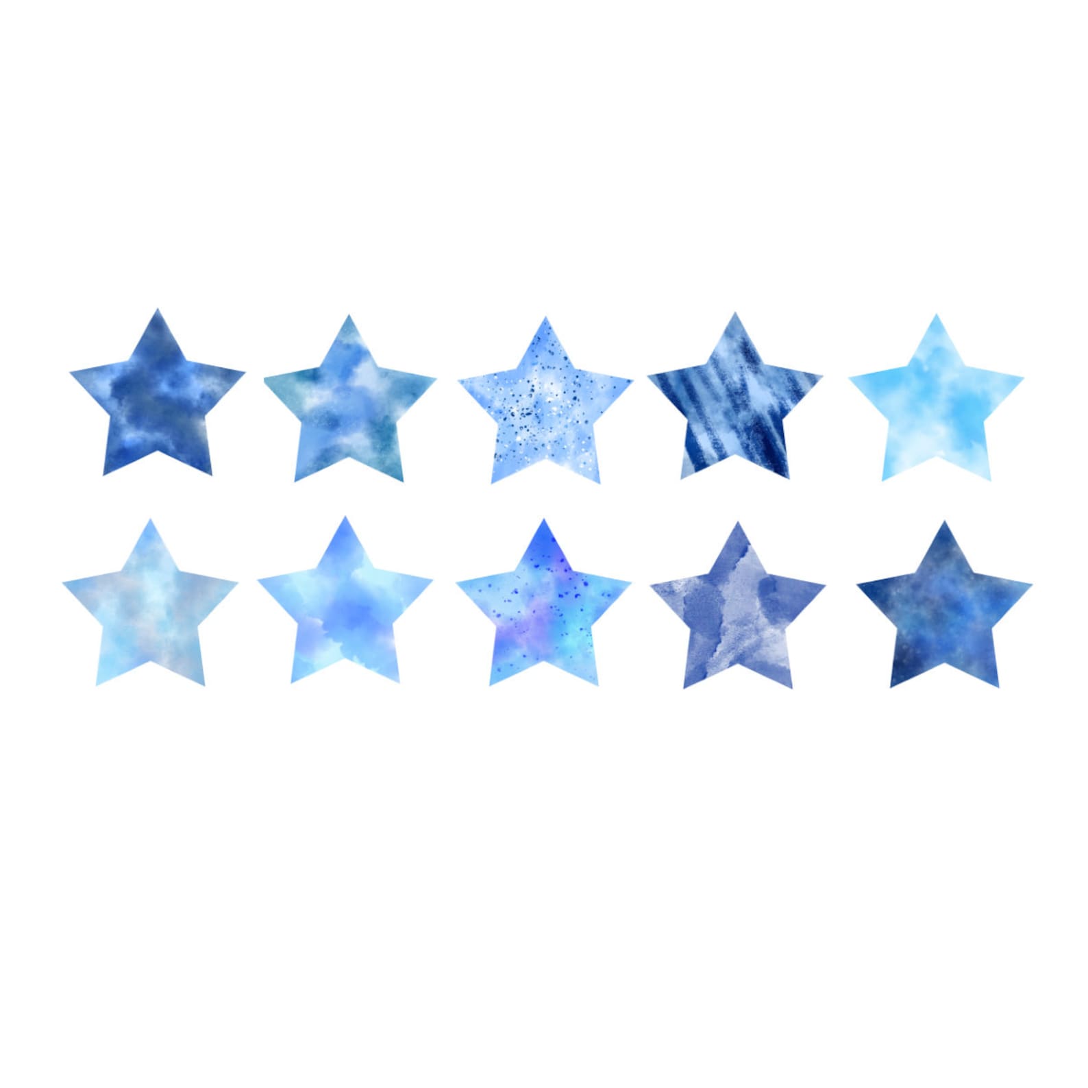 Blue Watercolor Star Clip Art, Blue Stars, Iridescent Stars, Galaxy ...