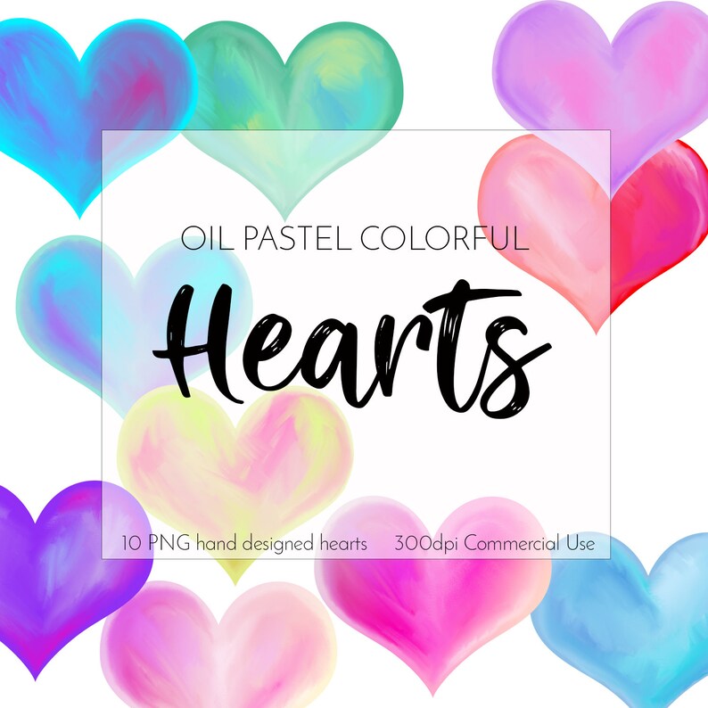 Watercolor Hearts, Watercolor Clipart, Valentines Day, Colorful Hearts ...