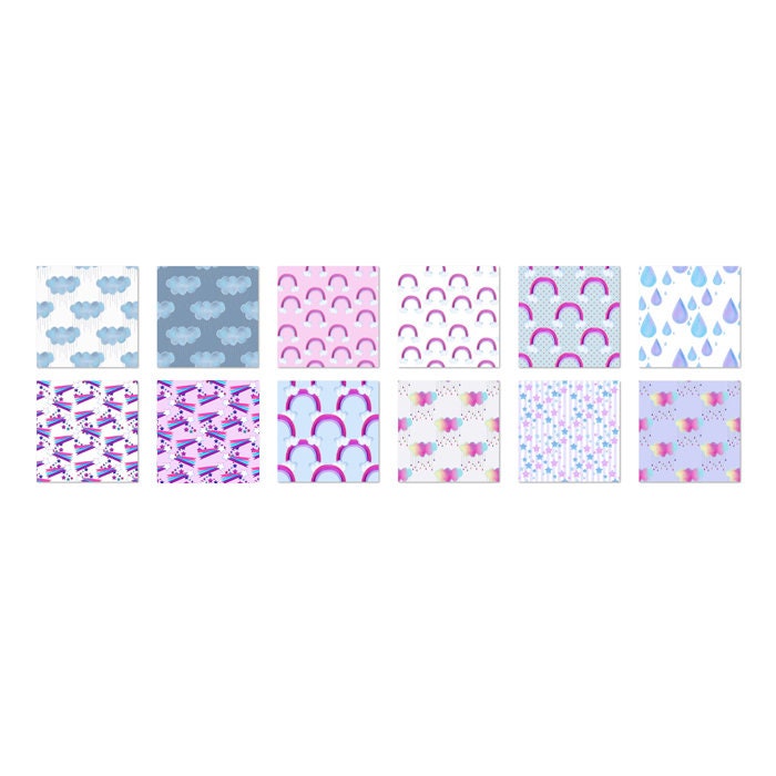 Rainbow Digital Paper Pack / Clouds / Colorful Designs / Stars ...