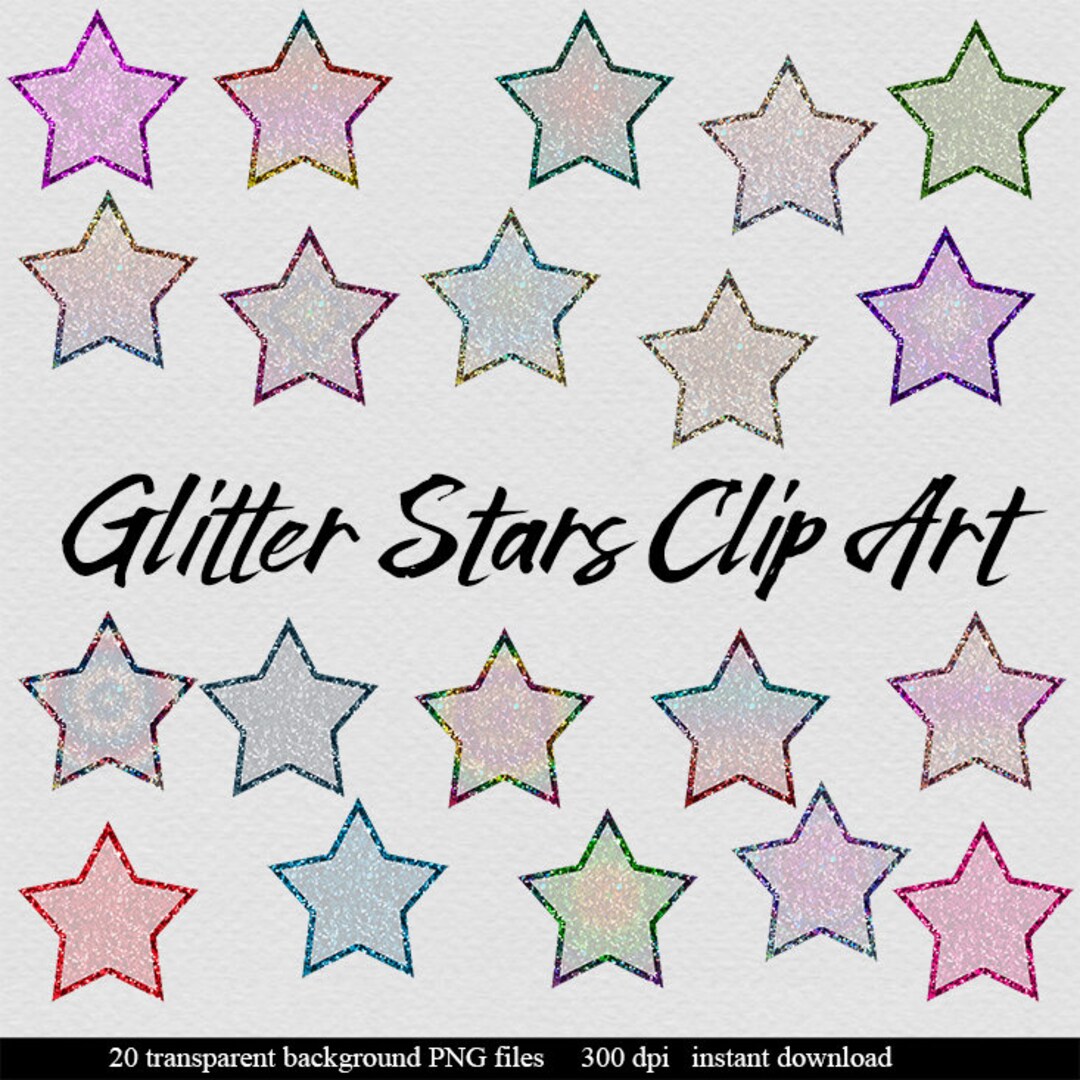 Glitter Digital Star Clip Art | Stars | Rainbow Glitter | Clip Art ...