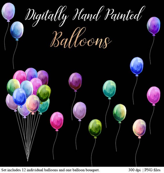 Birthday Clip Art Birthday Balloons Rainbow Balloons | Etsy