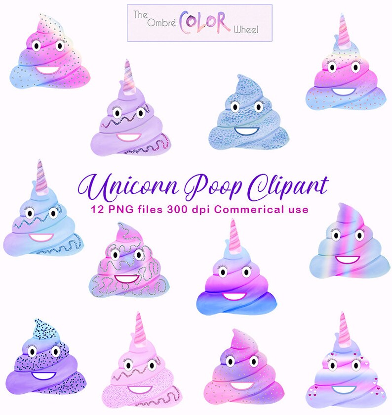 Unicorn Poop Clipart Rainbow Poop Emoji Poo Poop Clip Art | Etsy