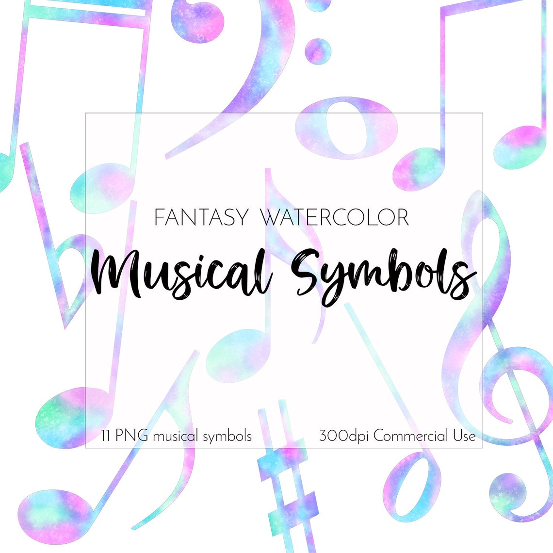 Watercolor Musical Notes, Watercolor Music Symbols, Music Clipart ...