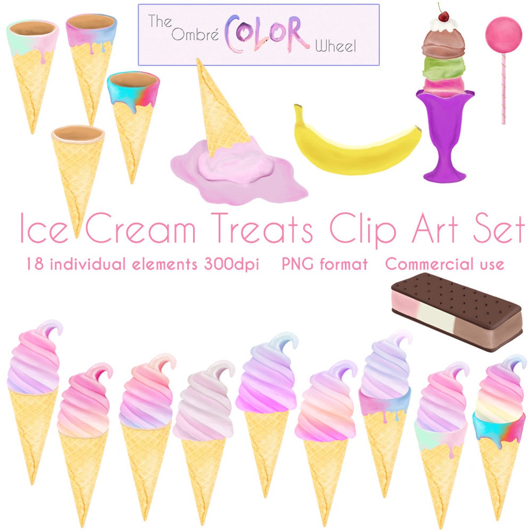 Ice Cream Clip Art, Frozen Treats, Cake Pops Watercolor Clip Art, Ice ...