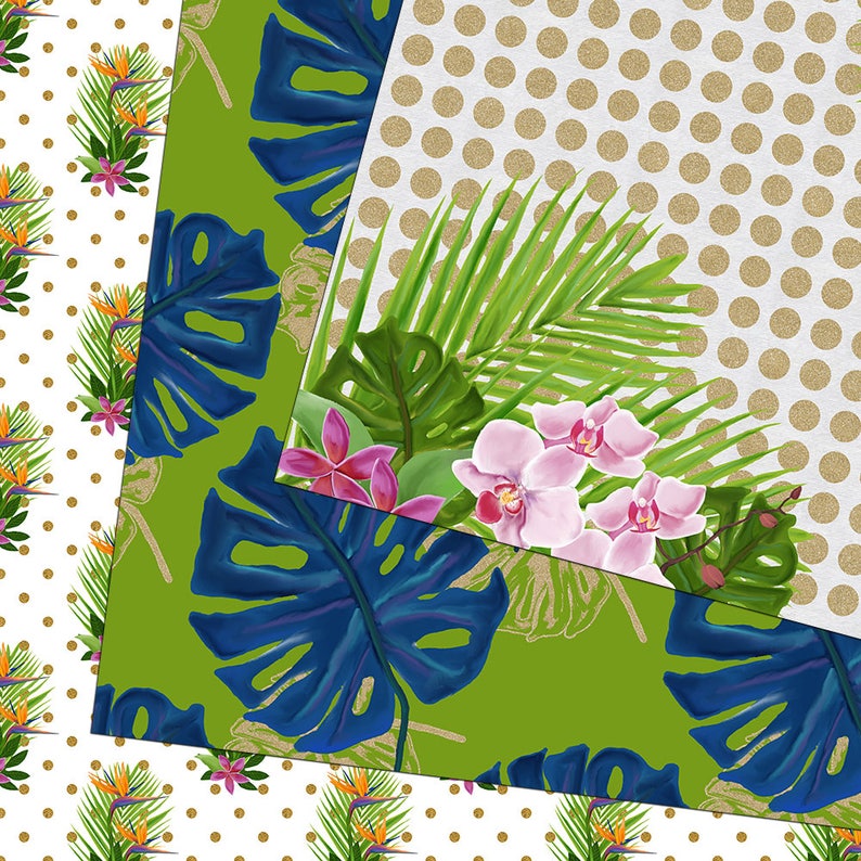 Tropical Digital Paper Summer Paper Hawaiian Paper 12 Pack Digital ...