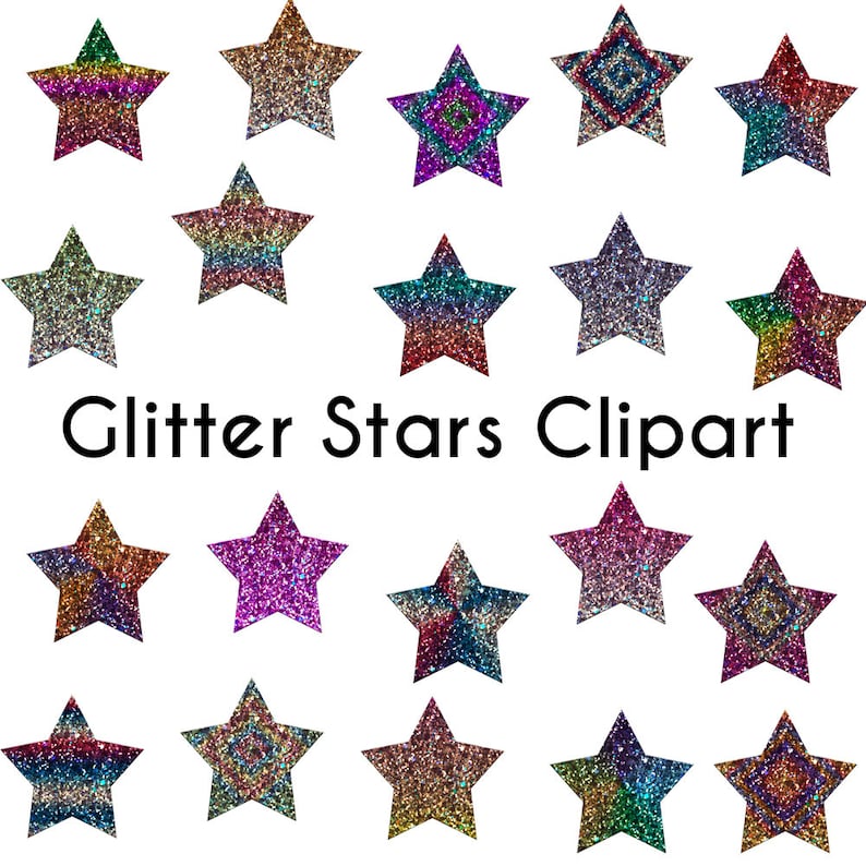 Glitter Digital Star Clip Art | Stars | Rainbow Glitter | Clip Art ...