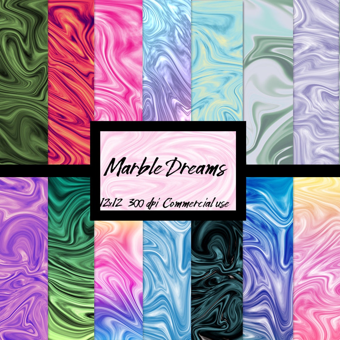 Marble Digital Paper Marble Background Colorful Background Scrapbook ...