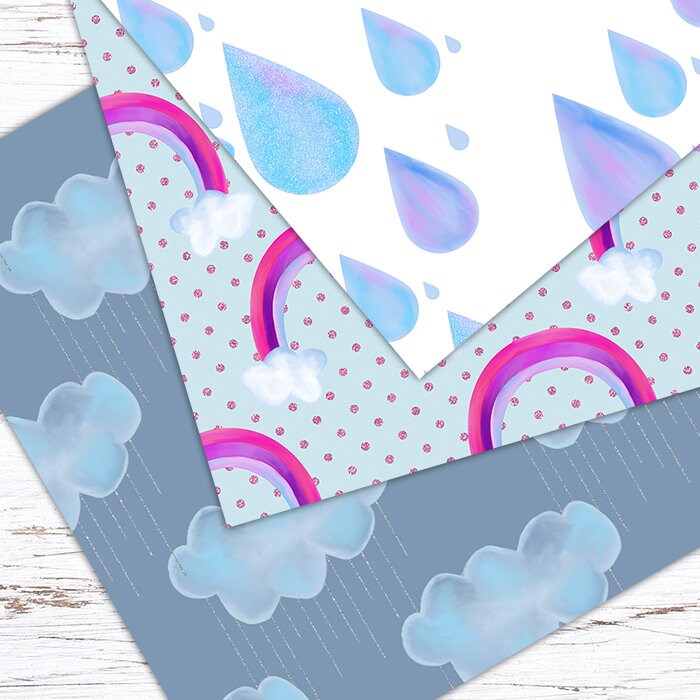 Rainbow Digital Paper Pack / Clouds / Colorful Designs / Stars ...