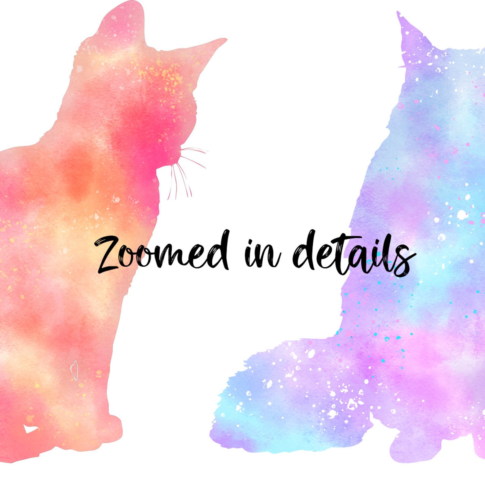 Watercolor Cat Clipart, Colorful Cat Clip Art, Cat Silhouette, Cat ...