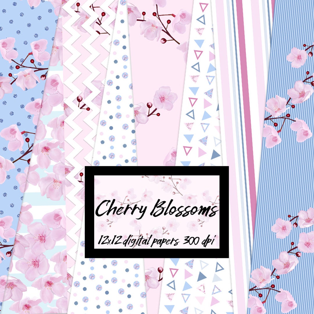 Cherry Blossom Digital Paper, Cherry Blossoms Digital Paper, Sakura ...