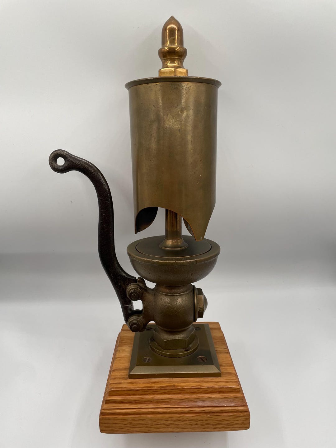 Antique Brass Steam Train Whistle - Wood Base - Acorn Top - Locomotive ...