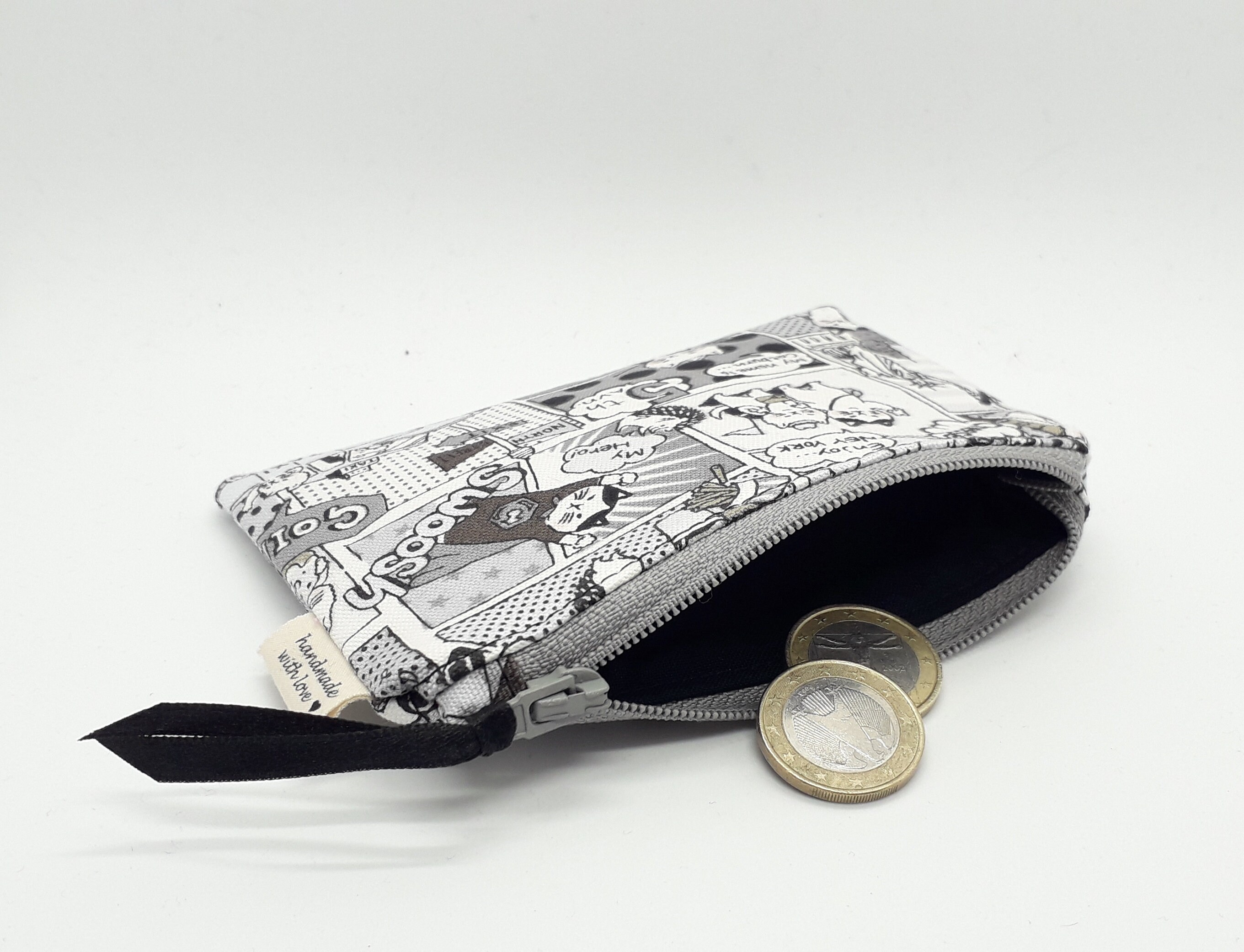 Comic Cats Coin Purse Kawaii Cat Small Zip Pouch Credit - Etsy