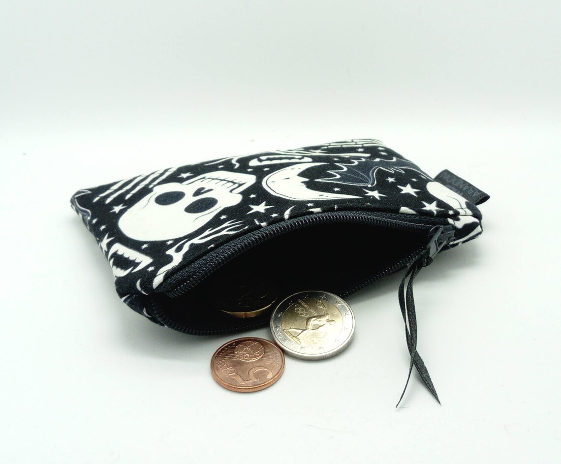Skull Coin Purse Glow in the Dark Goth Gift Small Zip - Etsy