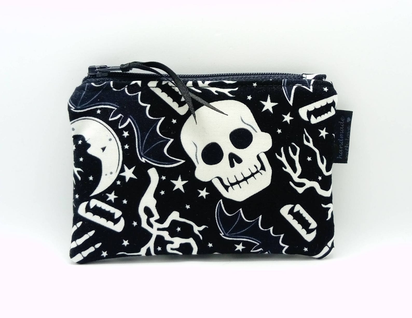Skull Coin Purse Glow in the Dark Goth Gift Small Zip - Etsy