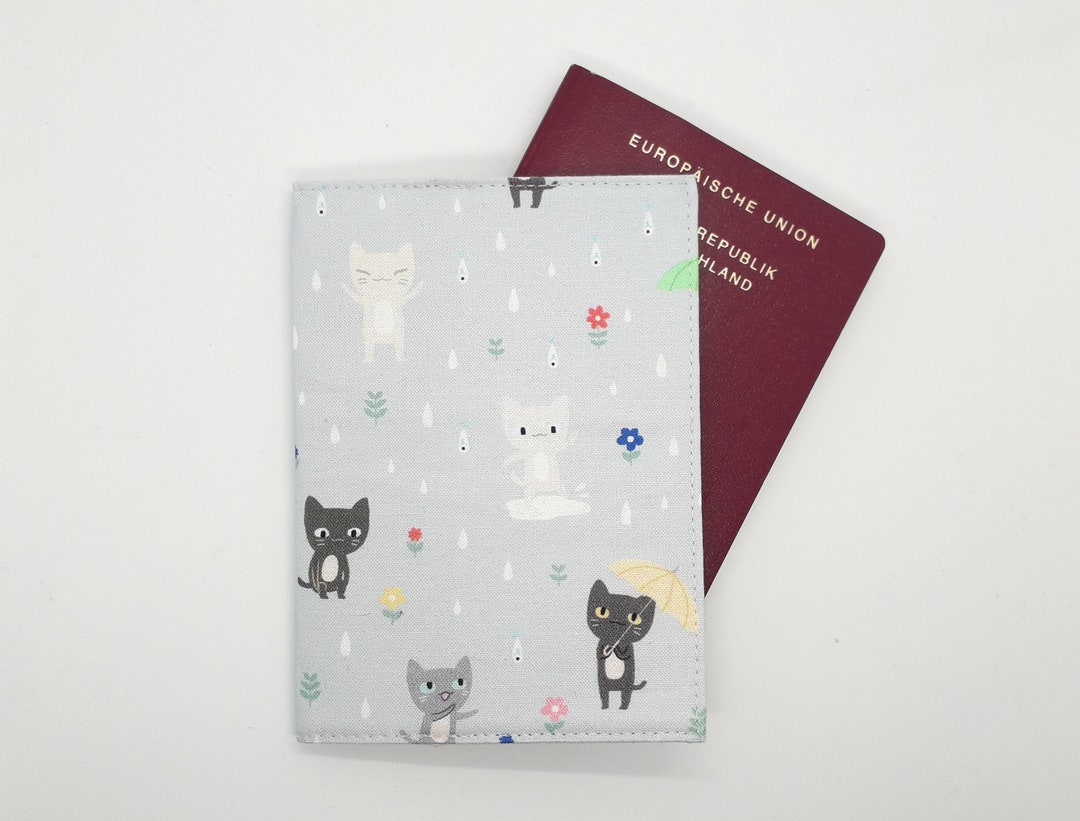 Cats in the Rain Passport Cover Cute Kitty Travel Accessories Kawaii ...