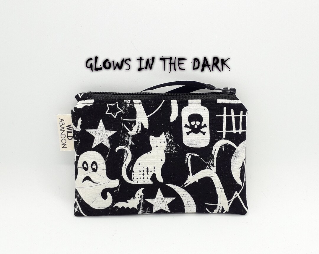 Halloween Coin Purse Glow in the Dark Goth Gift Small Zip Pouch Credit ...