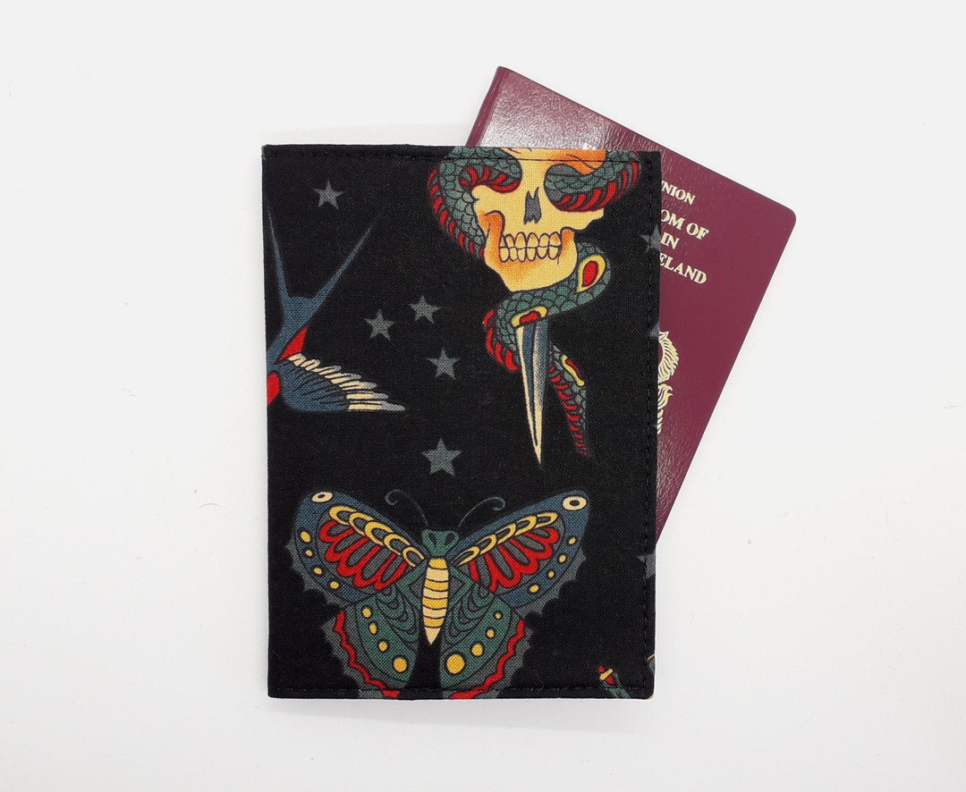 Old School Tattoos Passport Cover Goth Cool Passport Holder Case ...