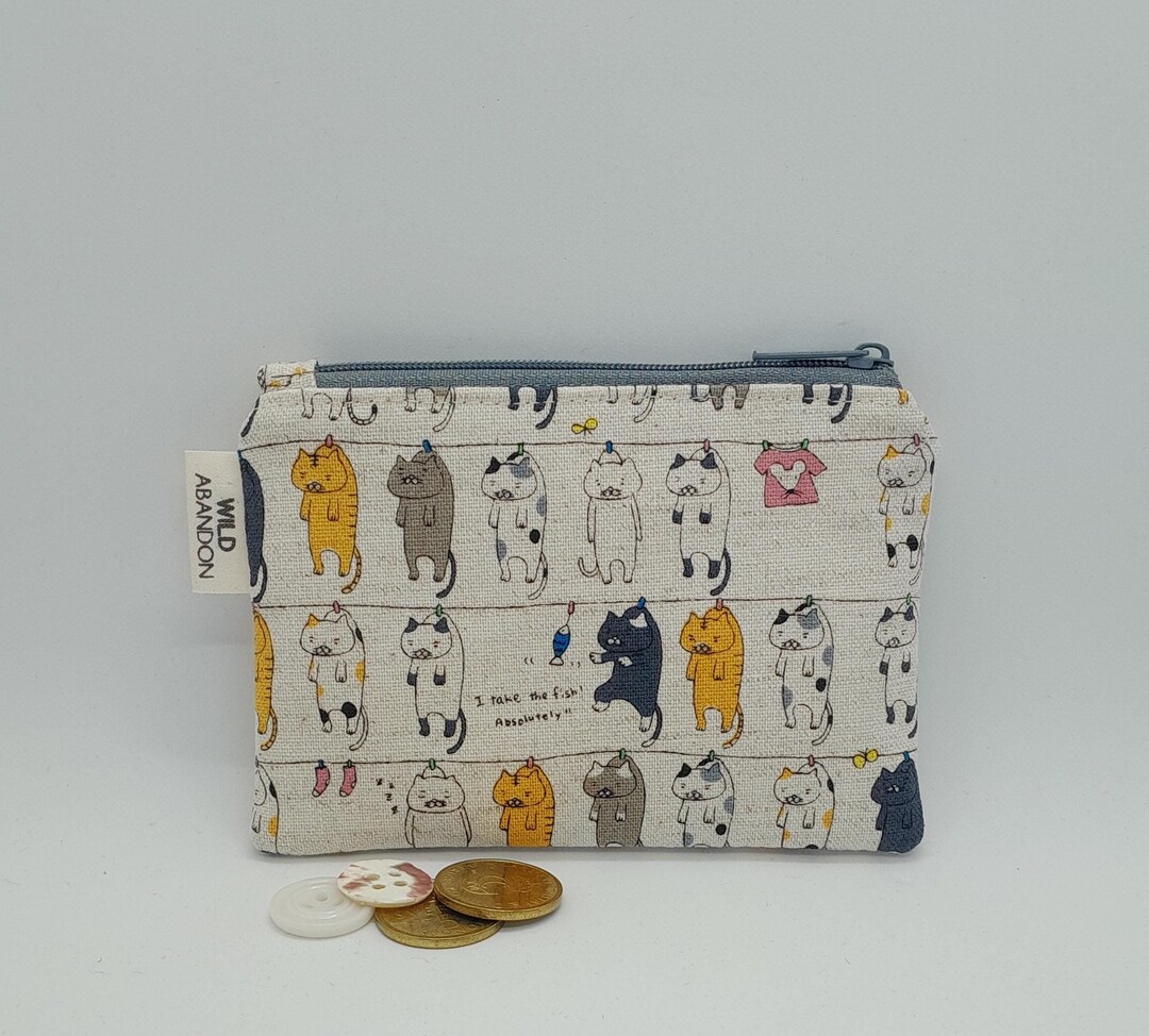 Laundry Cats Coin Purse: Kawaii Japanese Fabric Zip Pouch - Etsy