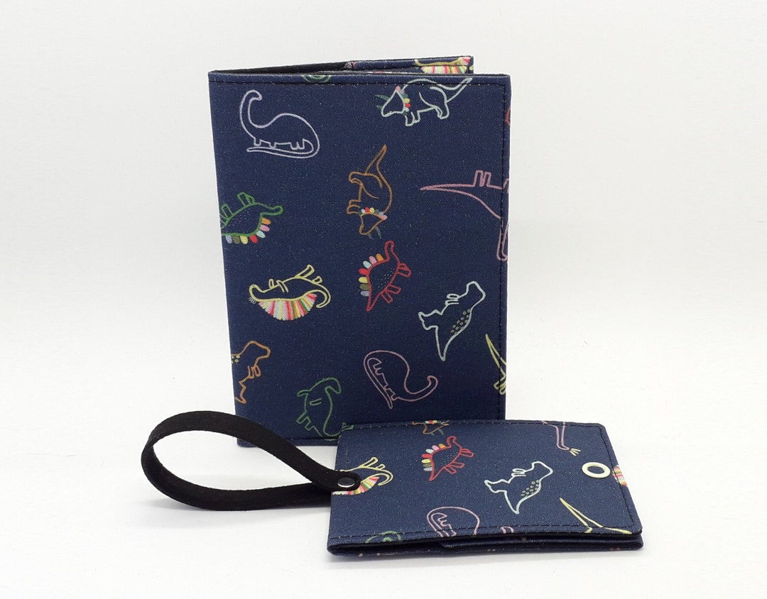 Neon Dinosaurs Travel Set Passport Cover & Luggage Tag Gift for Child ...
