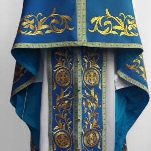 Blue Liturgical Vestment in Gabardine Priest Robe Orthodox - Etsy