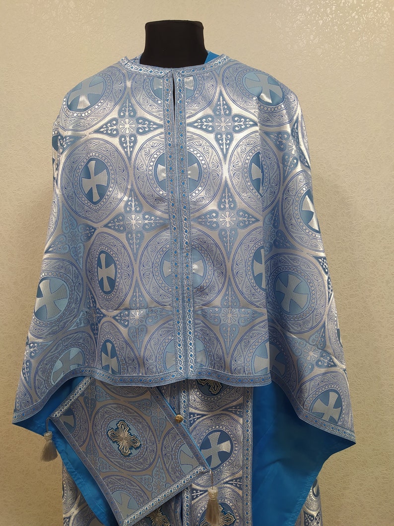 Light Blue Greek Vestment in Brocade Priest Vestment - Etsy