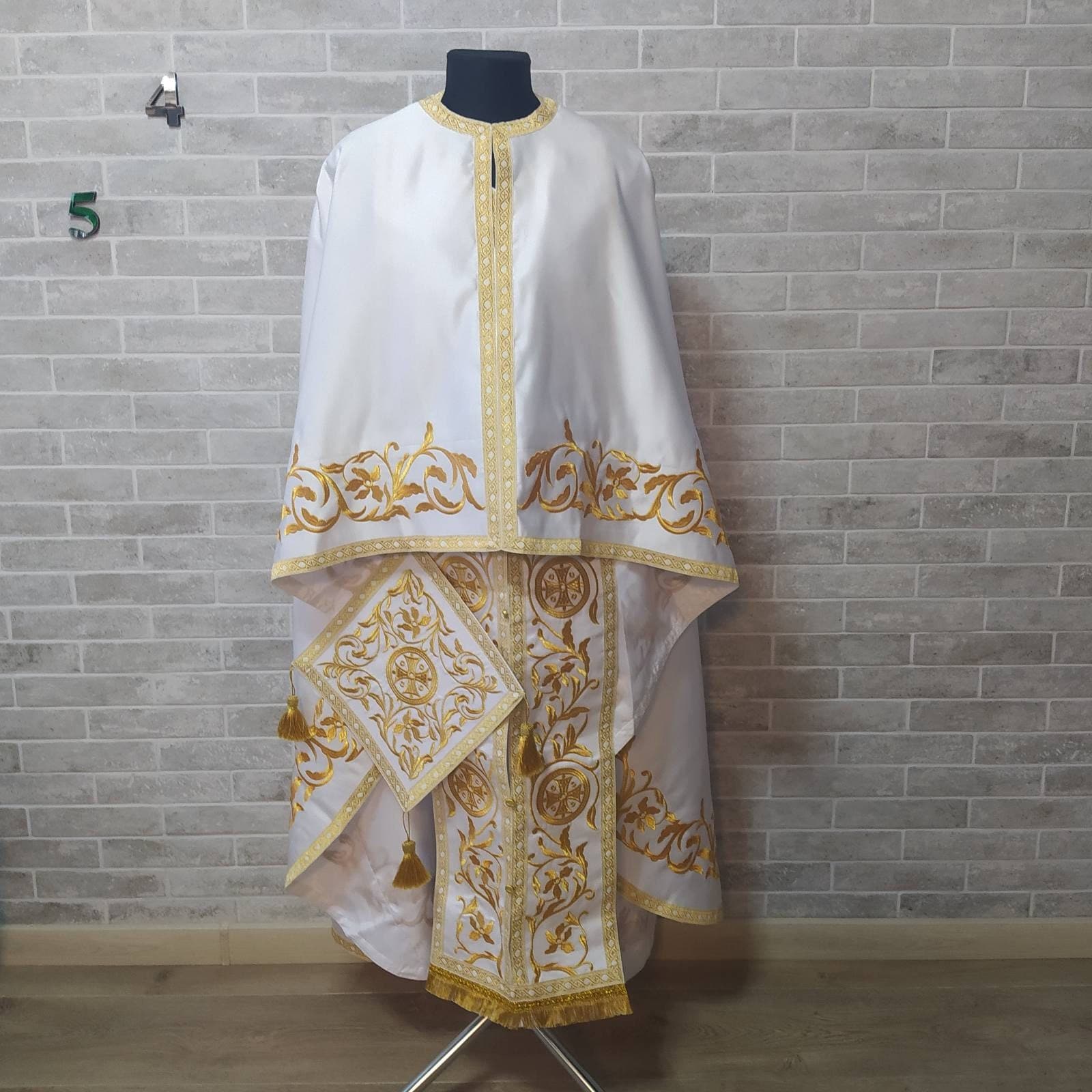 Red stykhar with embroidery - podriznik - Orthodox Greek style vestment ...