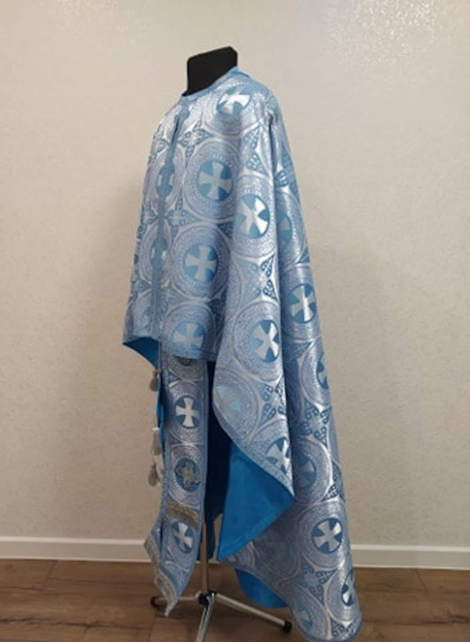 Light blue Greek vestment in brocade Priest vestment | Etsy