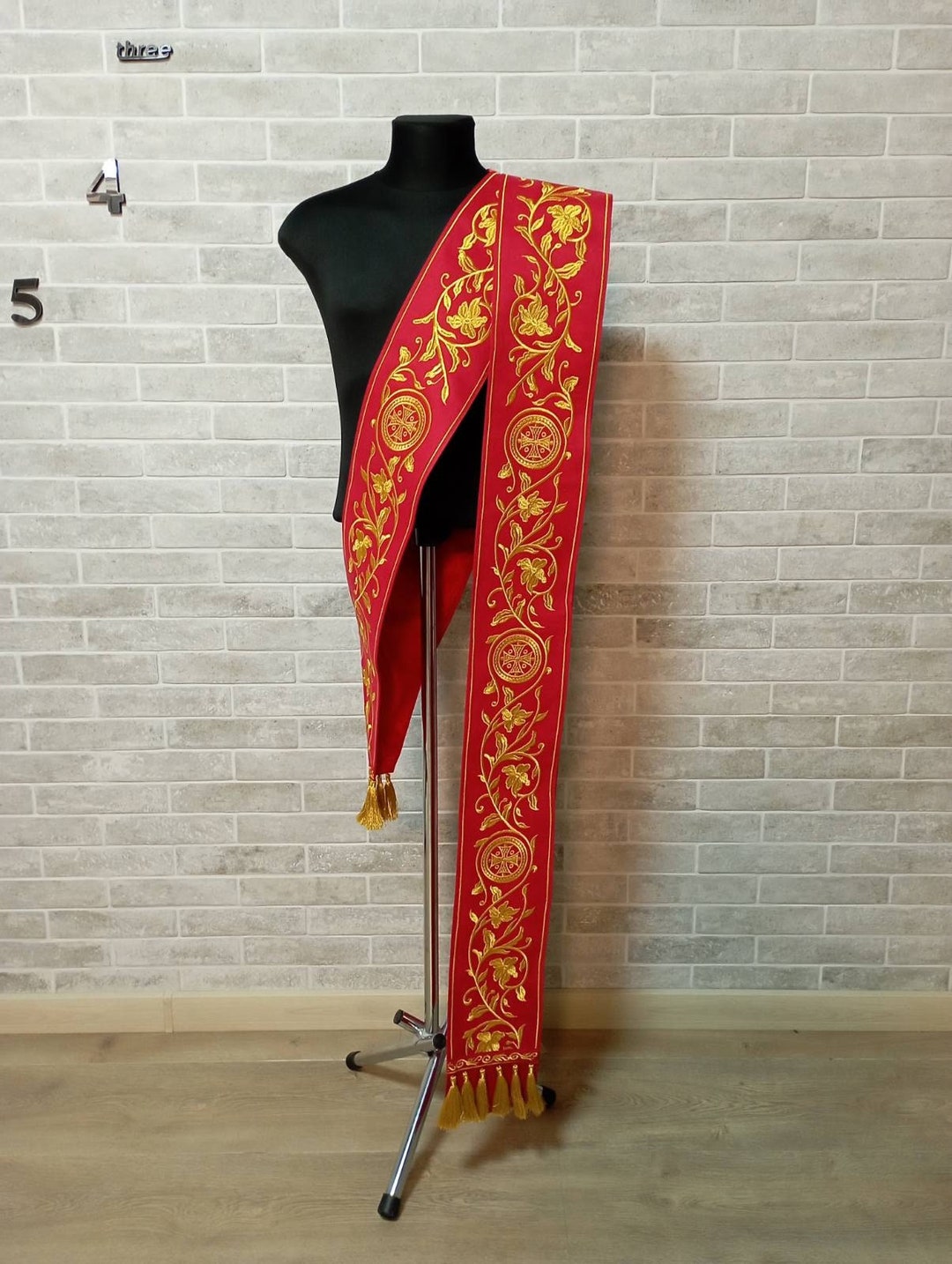 Embroidered Double Orar in Russian Style Protodeacon's Orarion Orthodox ...