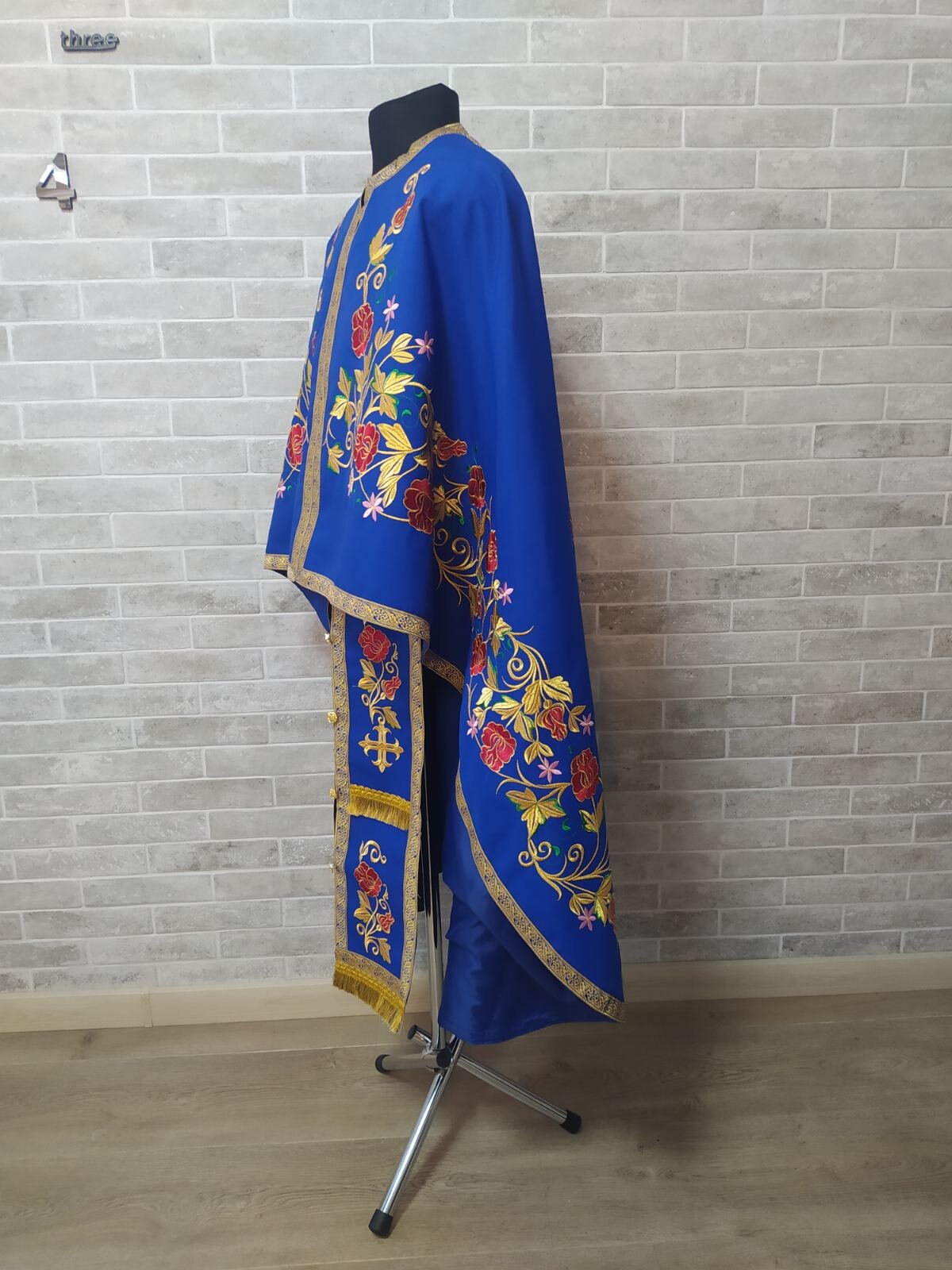 Blue Liturgical Vestment in Gabardine - Priest Robe - Orthodox ...