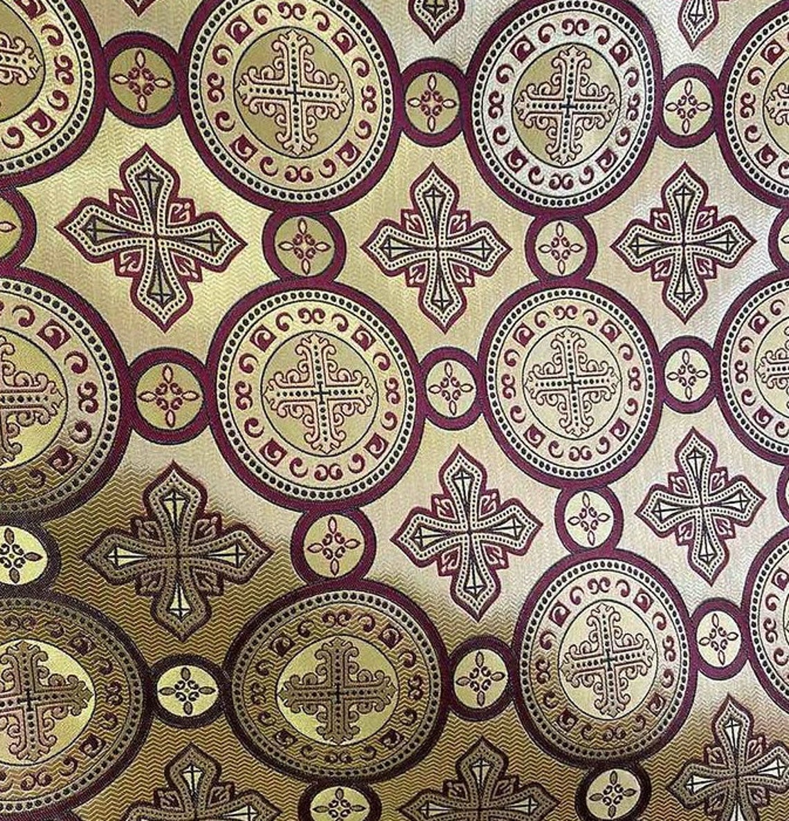NEW GOLD & BURGUNDY Metallic Brocade Metallic Church Brocade - Etsy