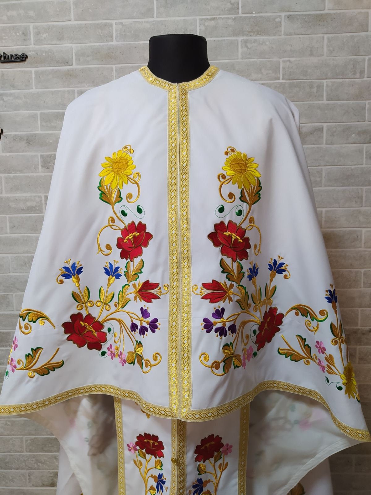 Red stykhar with embroidery - podriznik - Orthodox Greek style vestment ...