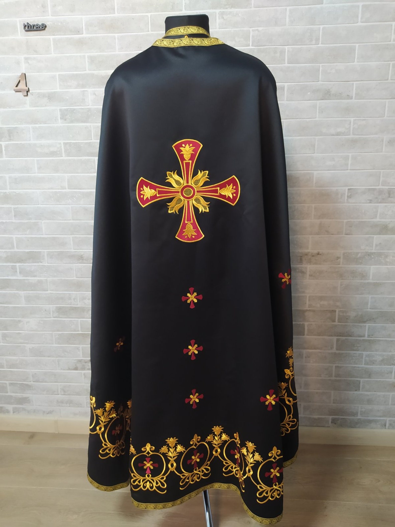 Black Embroidered Priest Orthodox Greek Style Vestment Black - Etsy