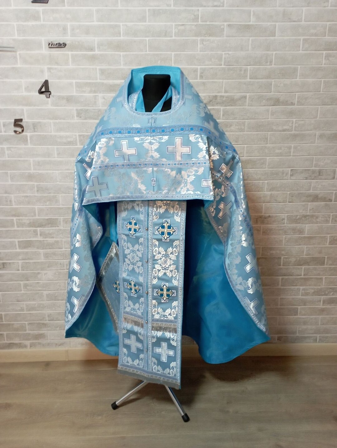 Blue Russian Style Vestments in Brocade Priest Vestments Clothes for ...