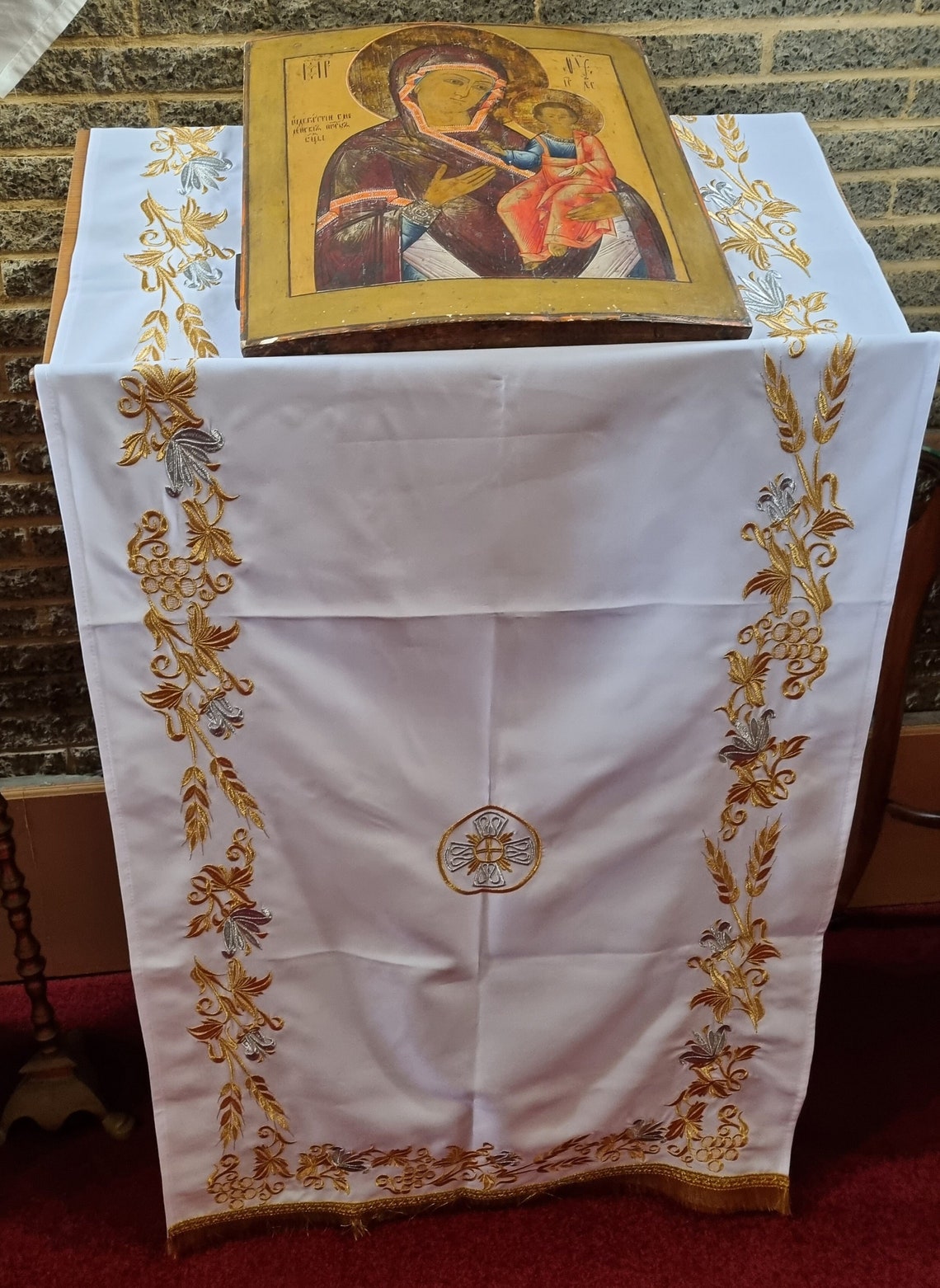 Embroidered Altar Stand Cover in Gabardine Analogian Covers | Etsy