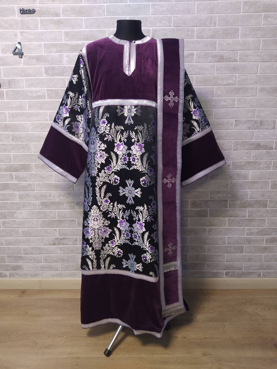 Combined Velvet and Brocade Protodeacon's Stikharion - Deacon's Alb ...