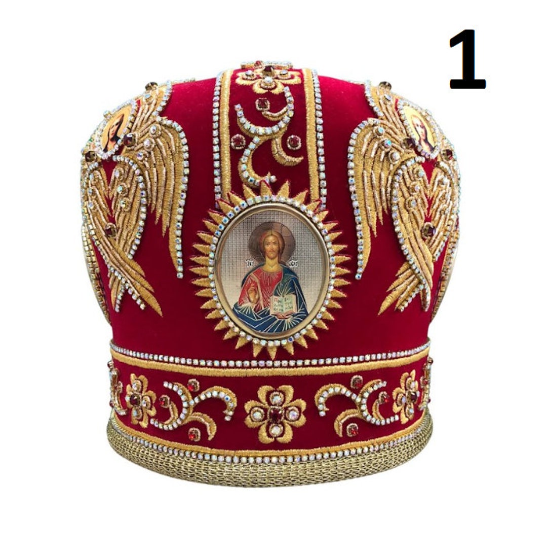 Burgundy Mitra - Crown - Miter - Miter - Mithra - Mithras - Orthodox ...