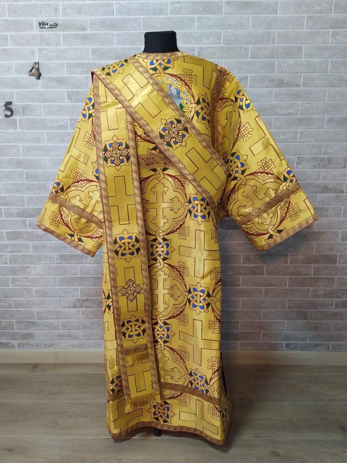 Gold Deacon's Sticharion With Icon on the Back Orthodox | Etsy