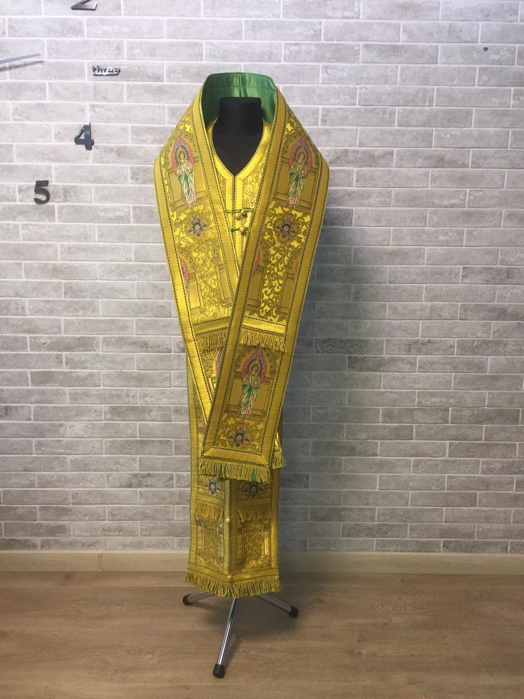 Bishop's Communion Set in Brocade - Bishop's Stole and Cuffs in Greek ...