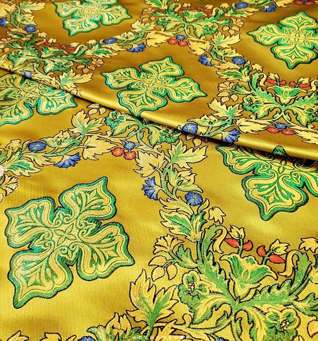 Yellow Metallic Greek Brocade Church Brocade Liturgical Brocade Priest ...