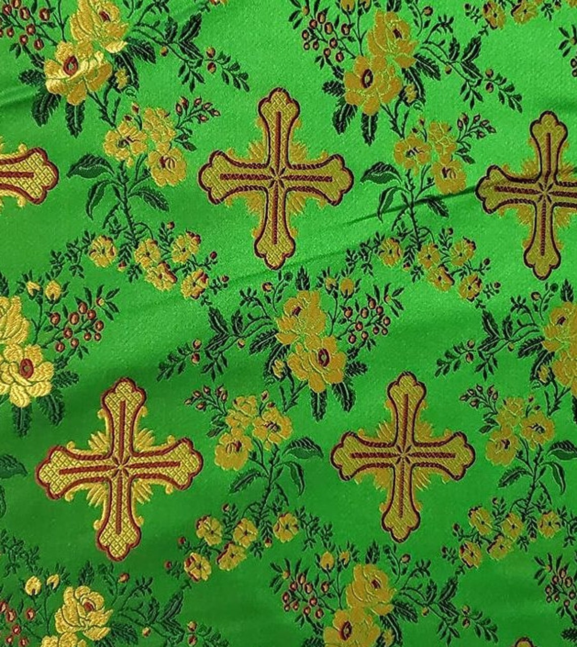 Floral Nonmetallic Greek Brocade Church Brocade Liturgical | Etsy