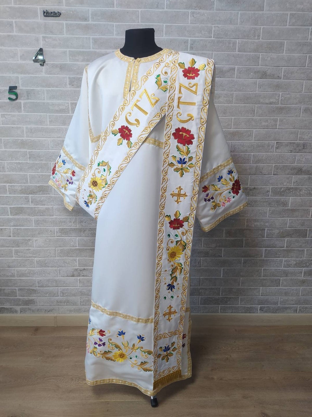 Embroidered Deacon's Vestment With Greek Double Orarion - Protodeacon's ...