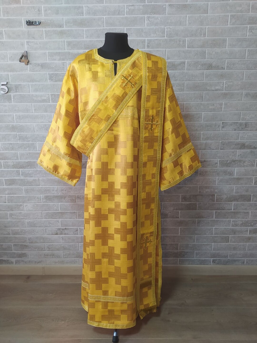 Yellow Protodeacon's Sticharion Blue Deacon's Alb Orthodox Vestment ...