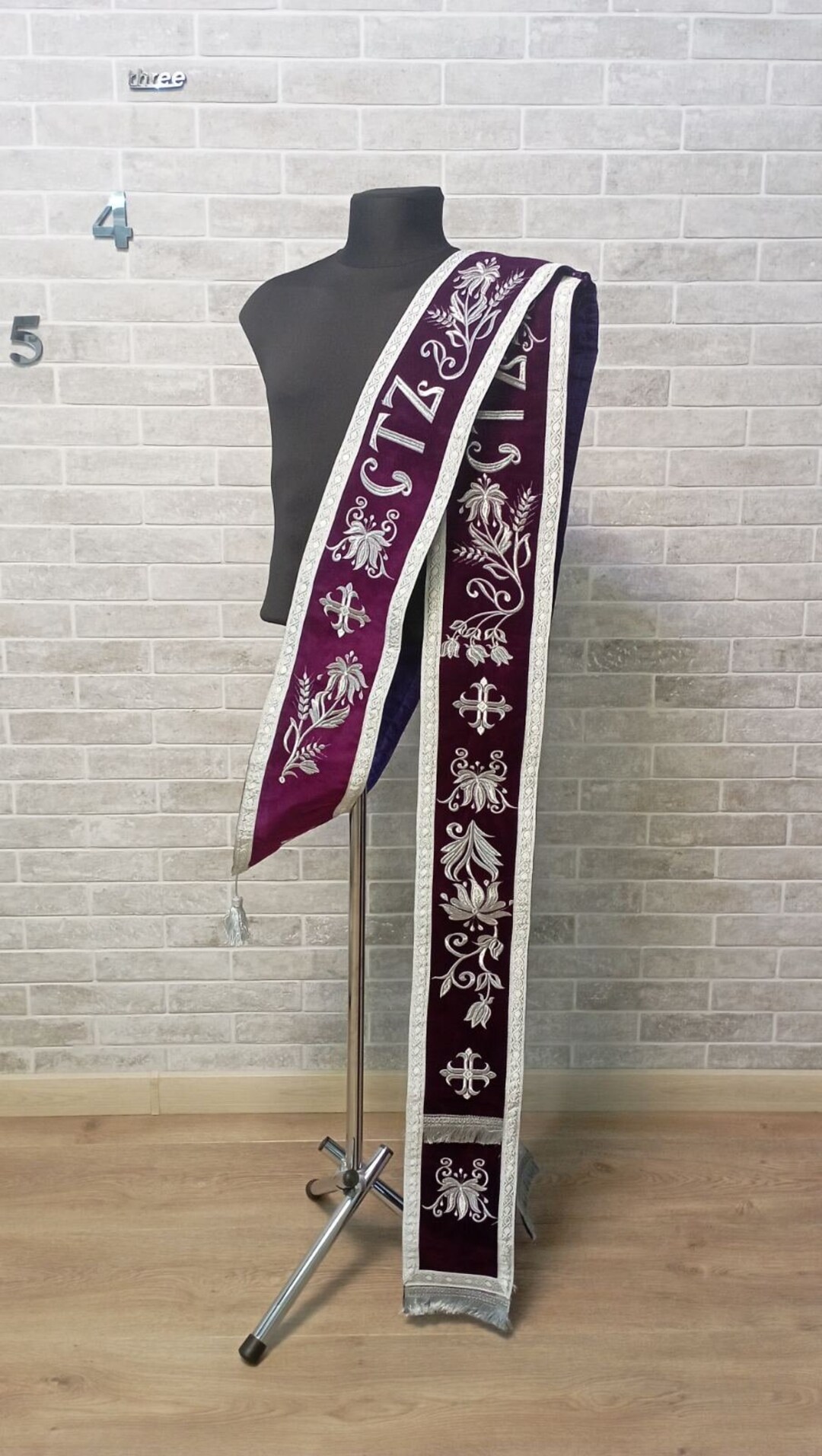 Embroidered Russian Double Orar With Silver Embroidery Protodeacon's ...